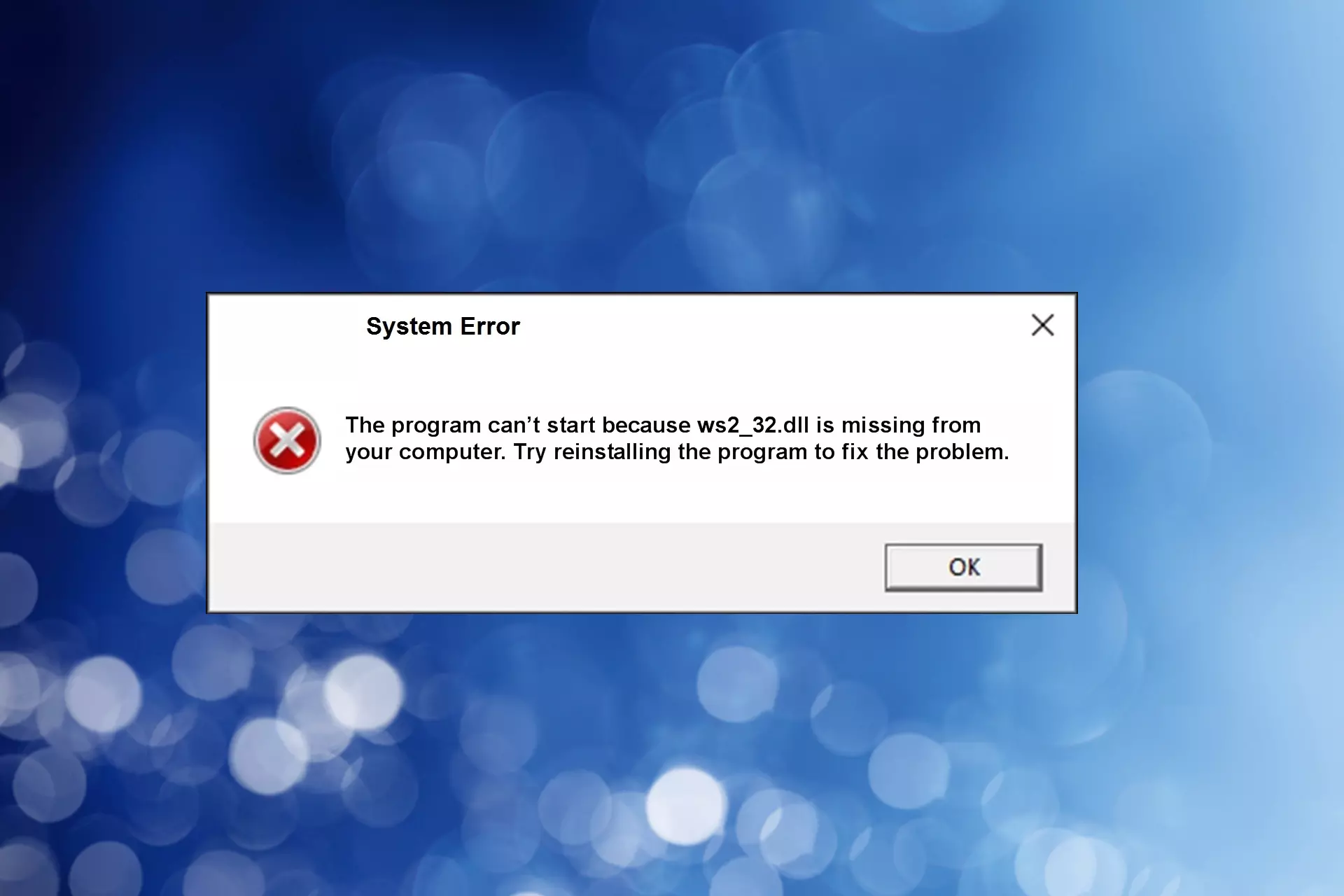 Fix Easily WS2_32.dll Error on Windows 10